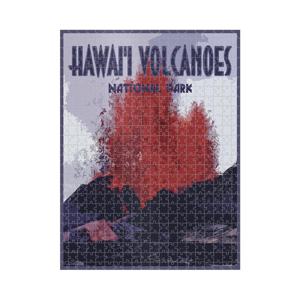 Vintage stylized Volcanoes National Park Jigsaw Puzzle – Puzzle Rabbit
